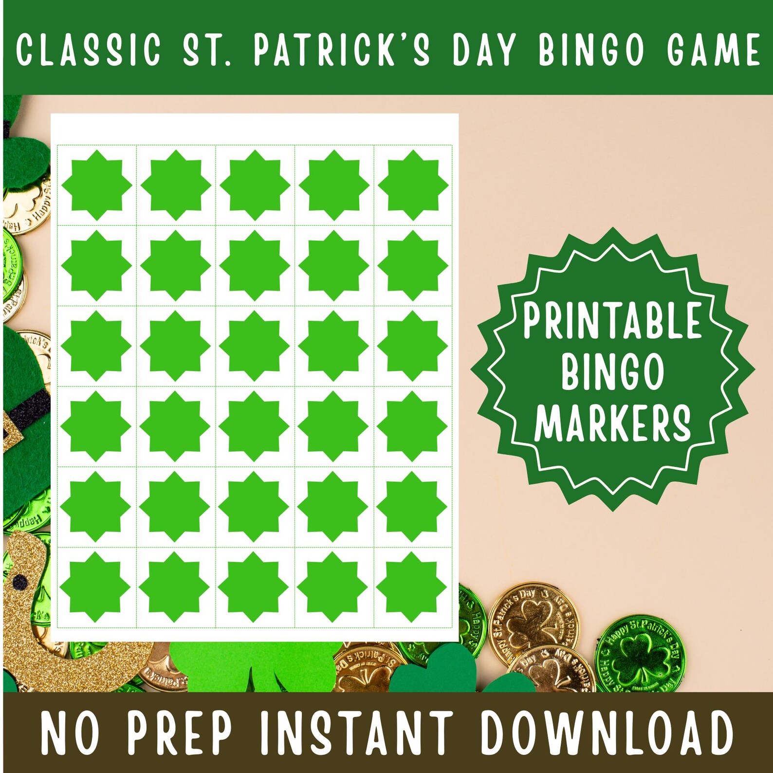 St Patricks Day Bingo Game Printable Classroom Party Activity Kids ...