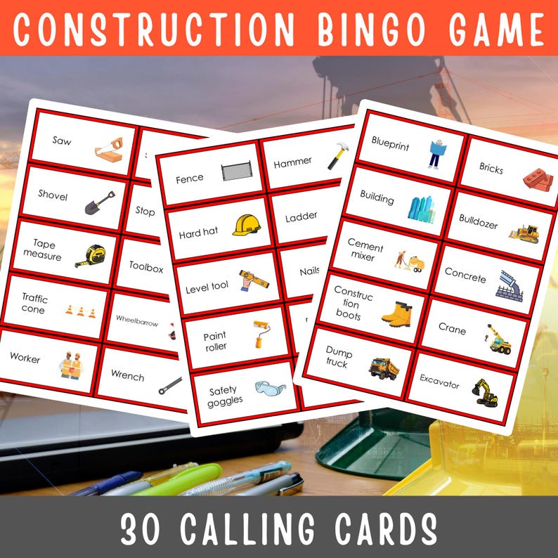Construction Bingo Game | Building & Construction Theme Activity for ...