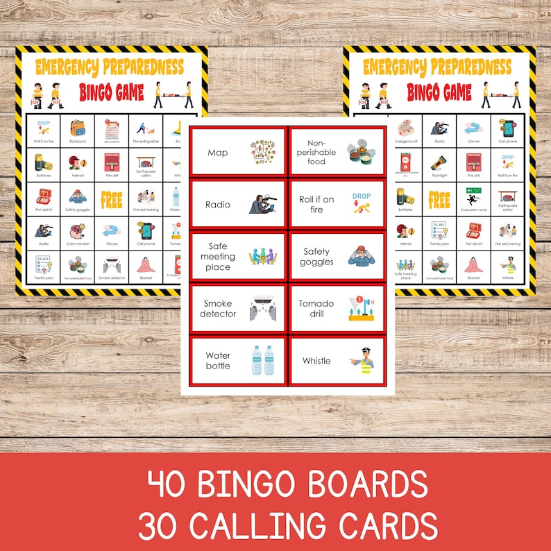 Emergency Preparedness Bingo Game: Kids Safety Awareness (printable PDF ...