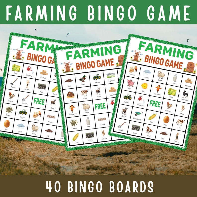 Farming Bingo Game Printable Farm Activity for Kids Classroom ...