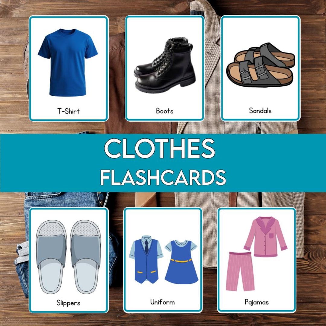 Clothes Flashcards Printable for Kids | Clothing Vocabulary Cards ...