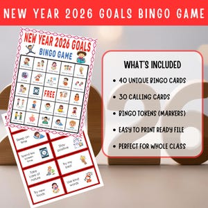 New Year 2026 Goals Bingo Game | Printable Goal Setting Activity for ...