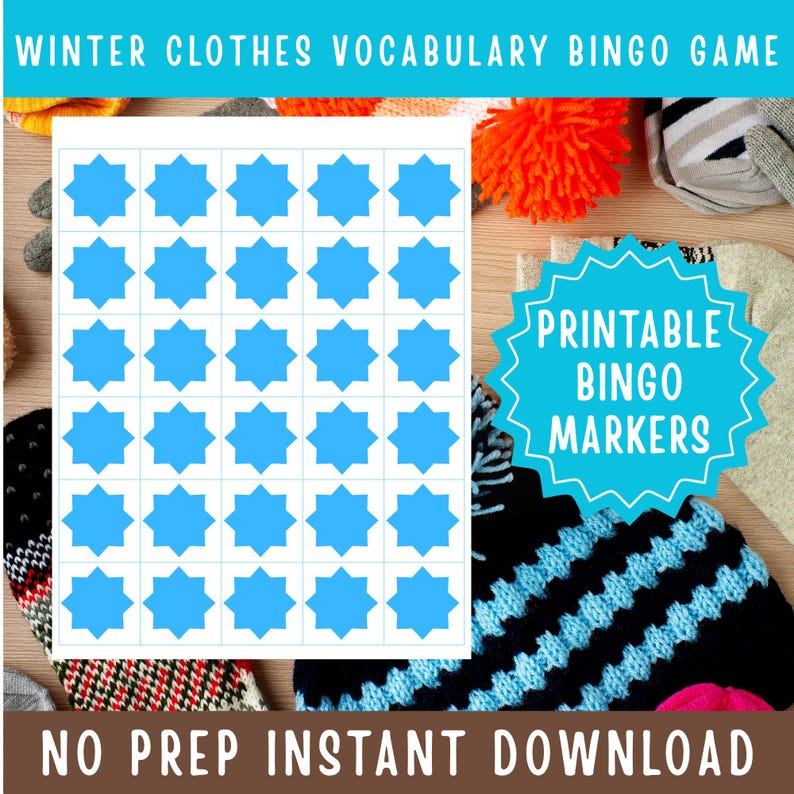 Winter Clothes Vocabulary Bingo Game | Winter Clothing Words Printable ...
