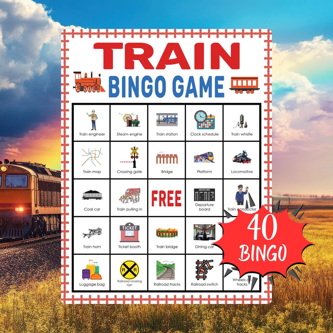Train Bingo Game Printable Transportation Activity for Kids Classroom ...