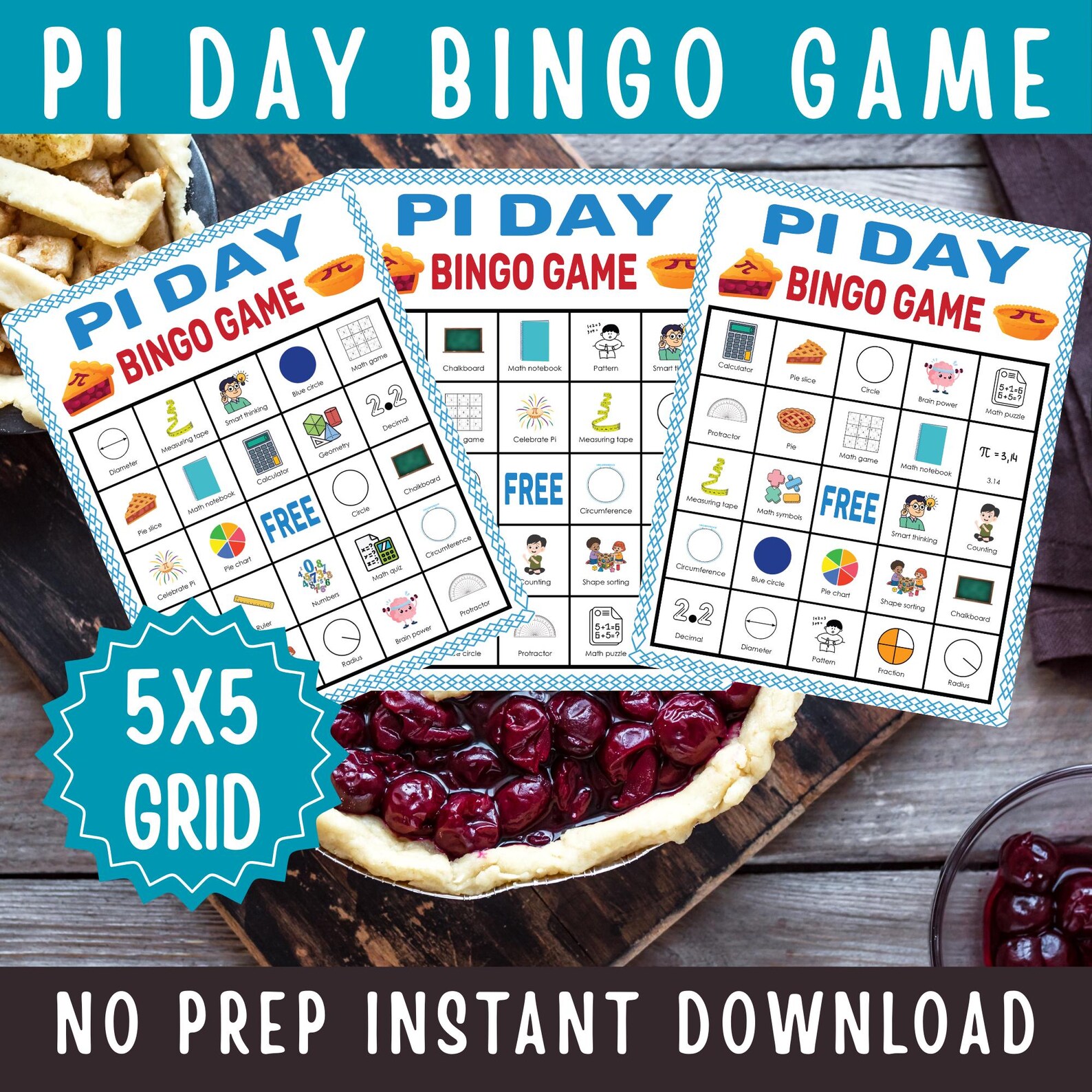 Pi Day Bingo Game Printable Math Activity for Kids Classroom STEM ...