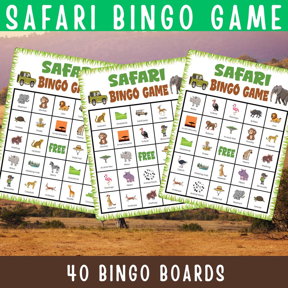 Safari Bingo Game | Jungle Animals Printable Activity for Kids ...