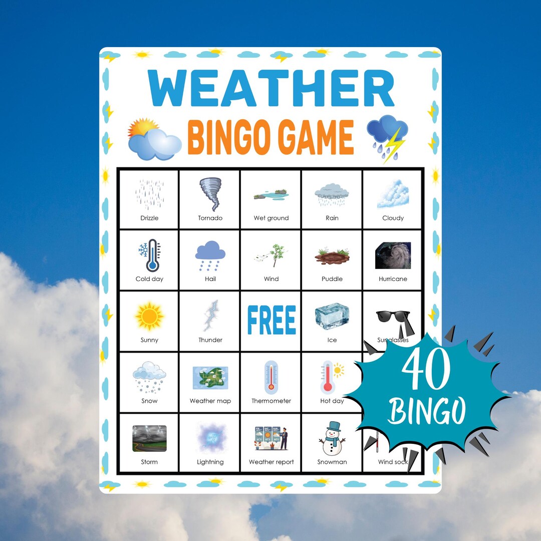 Weather Bingo Game Printable Science Activity for Kids Classroom ...