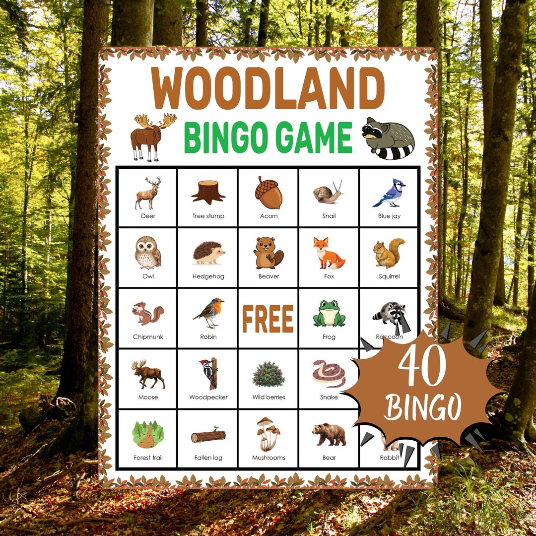 Woodland Bingo Game Printable Forest Animals Activity for Kids ...