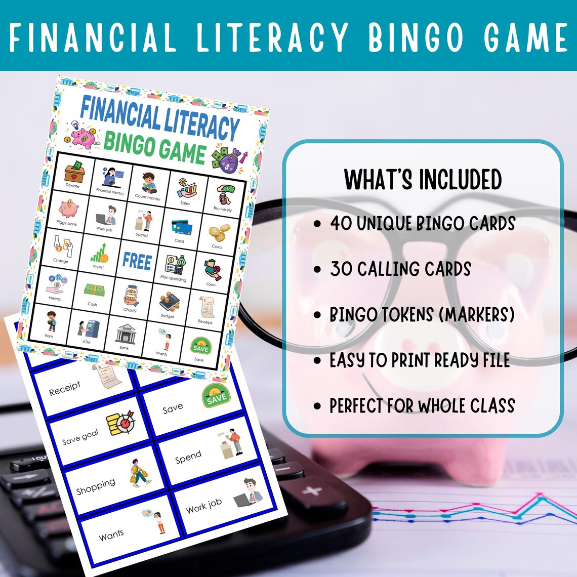Financial Literacy Bingo Game Printable Money Skills Activity for Kids ...