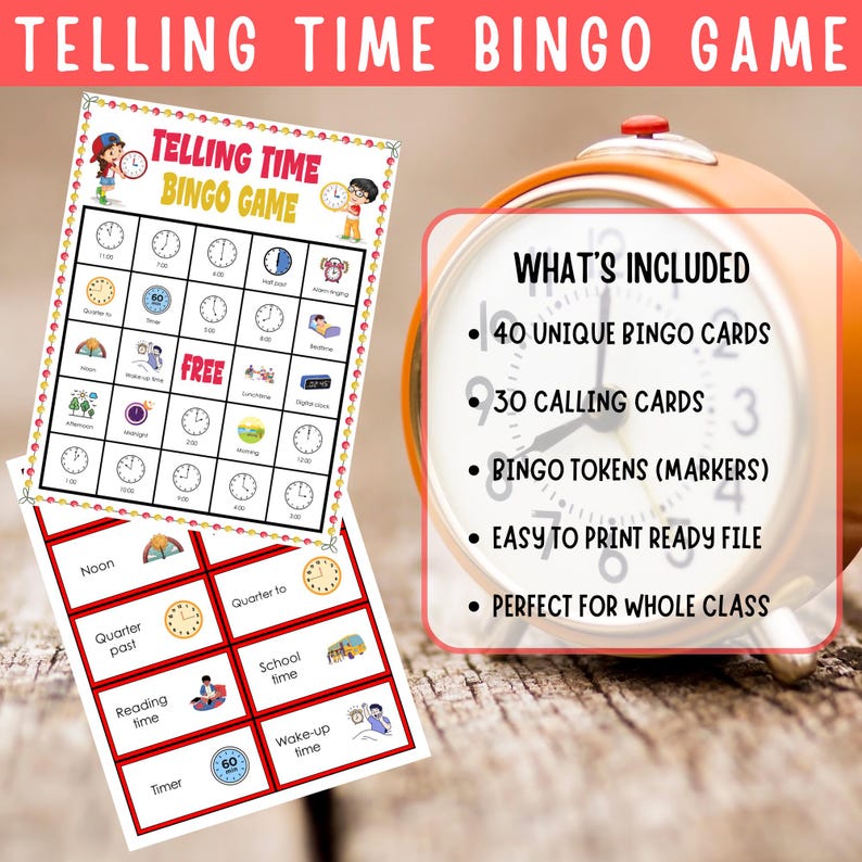 Telling Time Bingo Game | Fun Clock Learning Activity for Kids ...