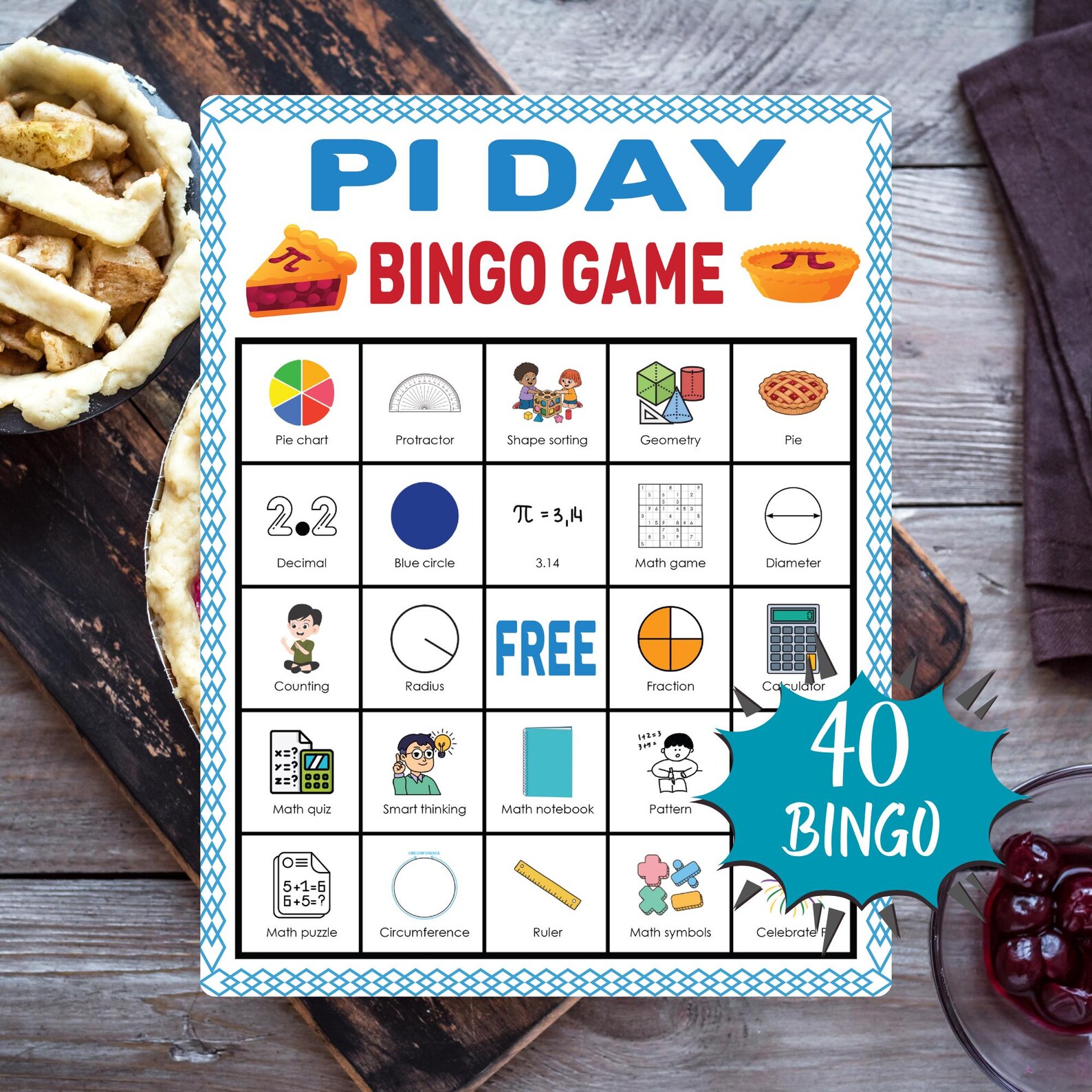 Pi Day Bingo Game Printable Math Activity for Kids Classroom STEM ...