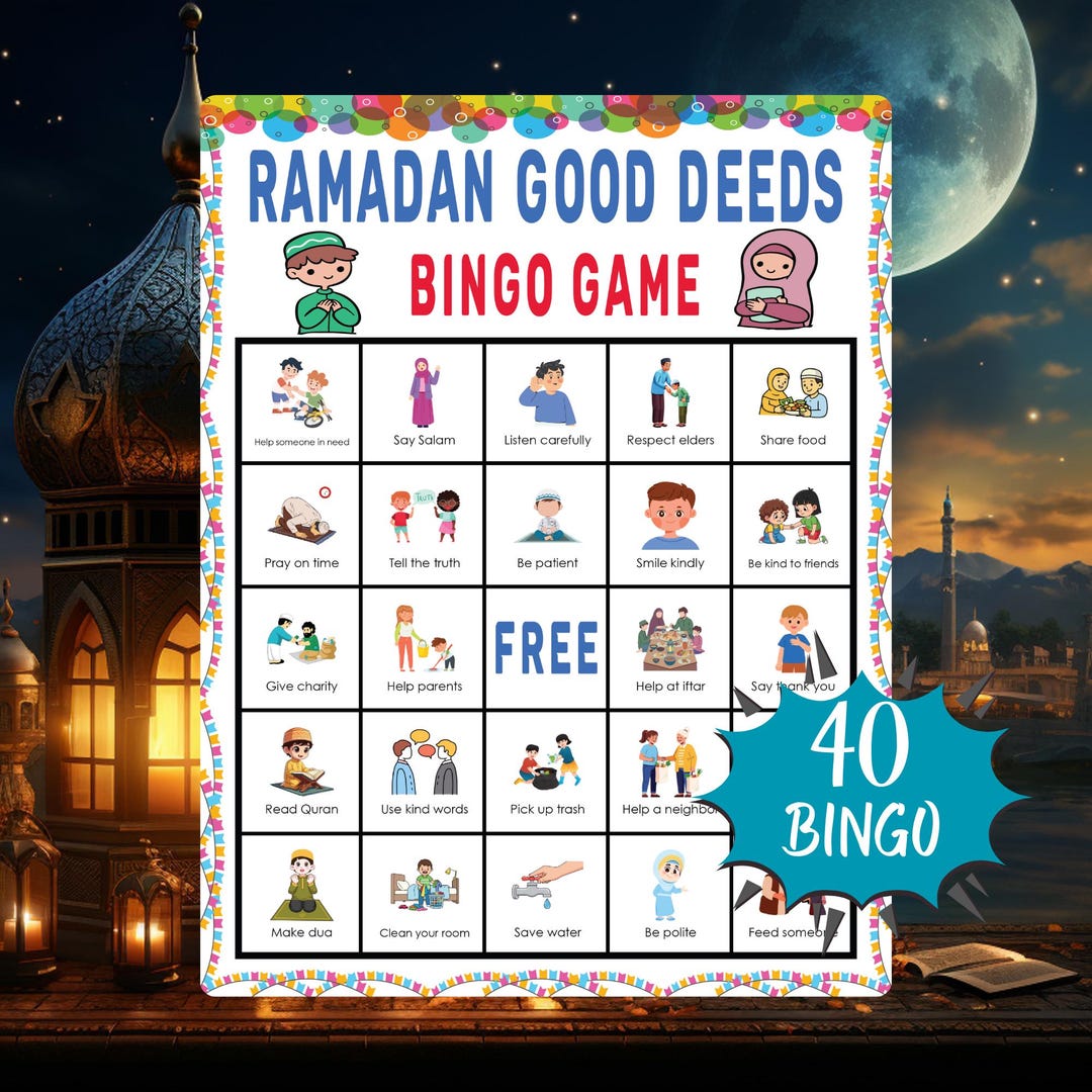 Ramadan Good Deeds Bingo Game Printable Islamic Activity for Kids ...