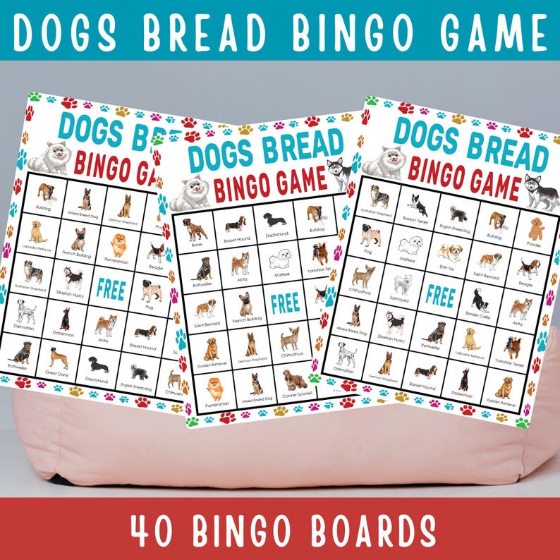 Dogs Breed Bingo Game | Fun Printable Dog Breeds Activity for Kids ...