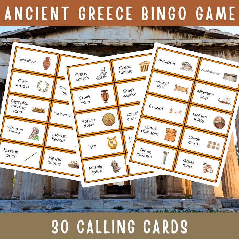 Ancient Greece Bingo Game | Greek History Printable Activity for Kids ...