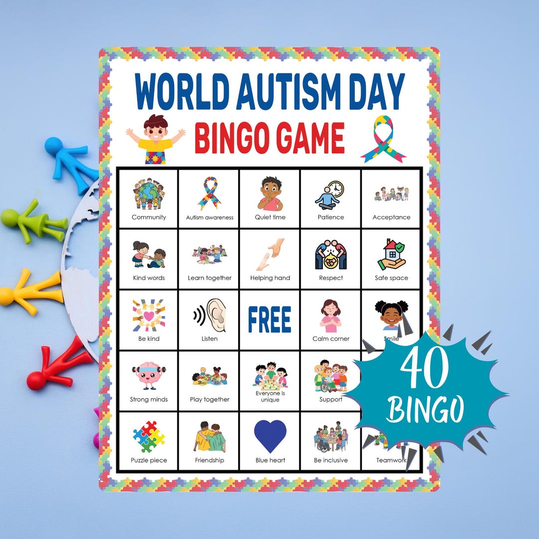 World Autism Awareness Day Bingo Game Printable Inclusion and Kindness ...