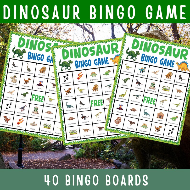 Dinosaur Bingo Game Printable Kids Dinos Learning Activity Classroom ...