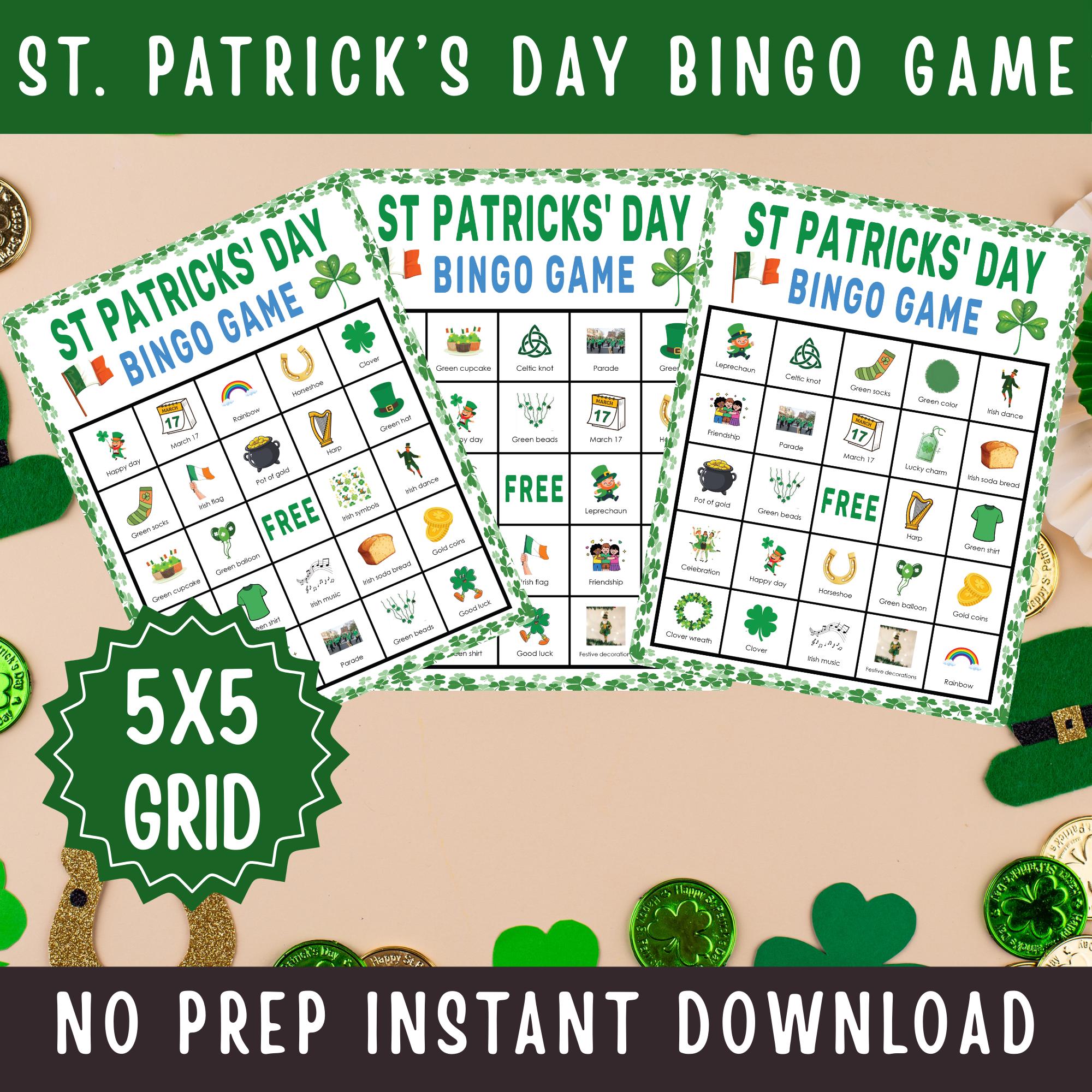 St Patrick’s Day Bingo Game Printable Irish Holiday Activity for Kids ...