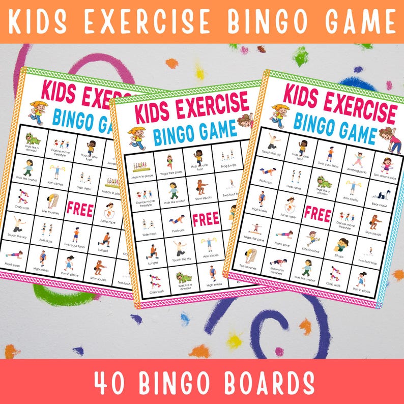 Kids Exercise Bingo – Fun Fitness Activity Game for Kids, Classrooms ...