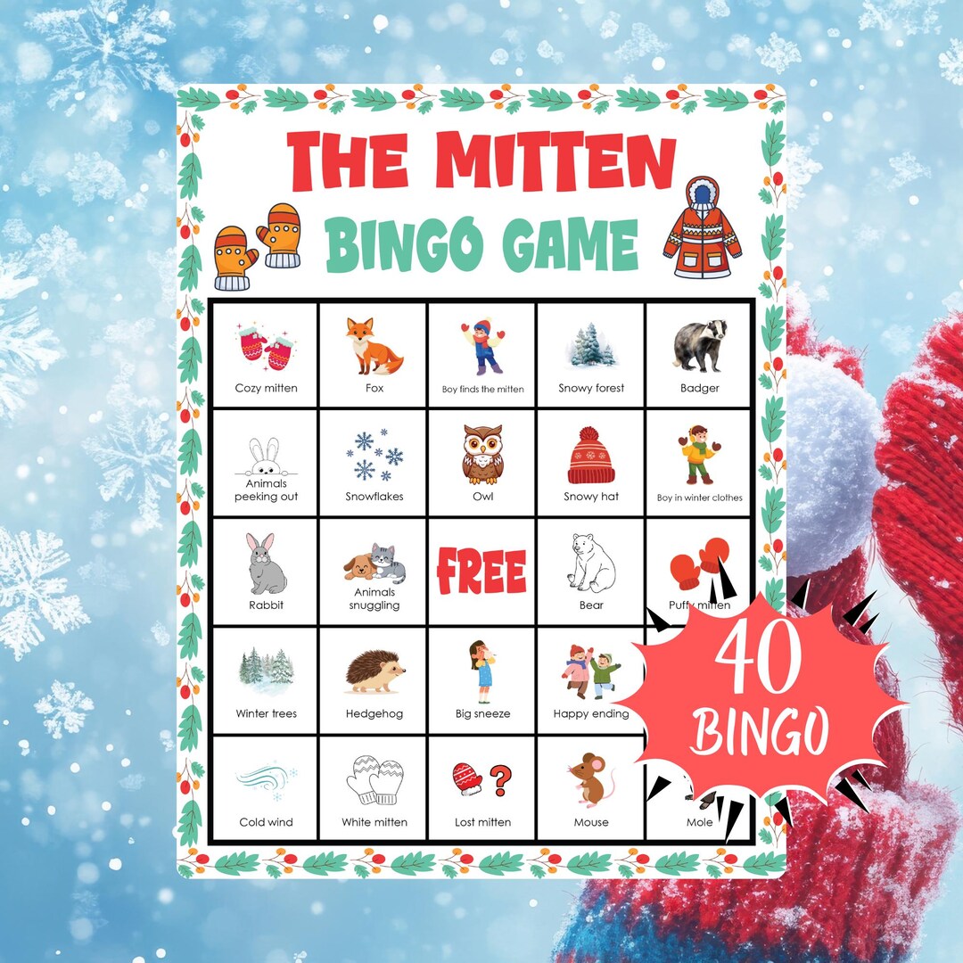 The Mitten Bingo Game | Fun Winter Story Printable for Kids | Classroom ...