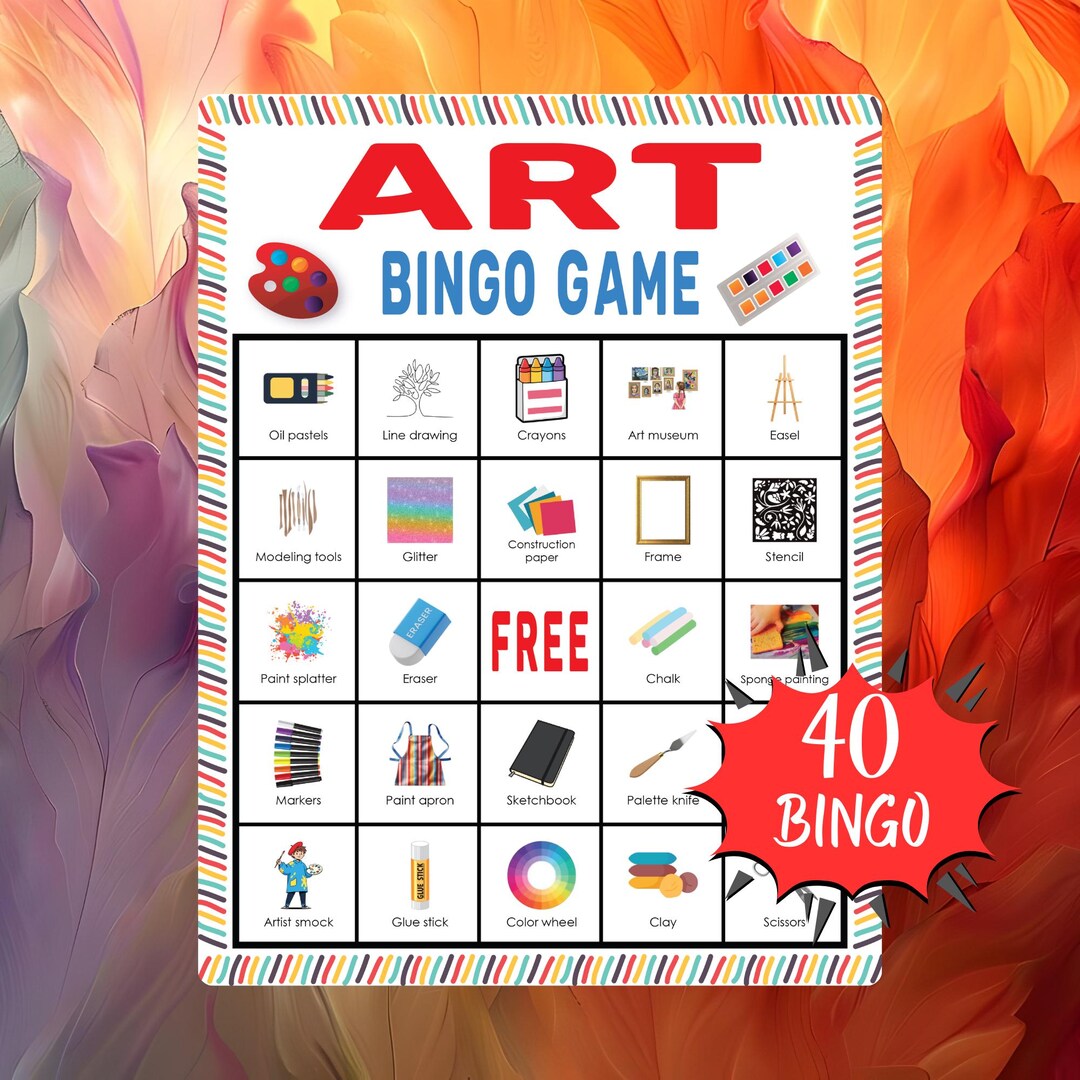 Art Bingo Game Printable Creative Classroom Activity for Kids ...