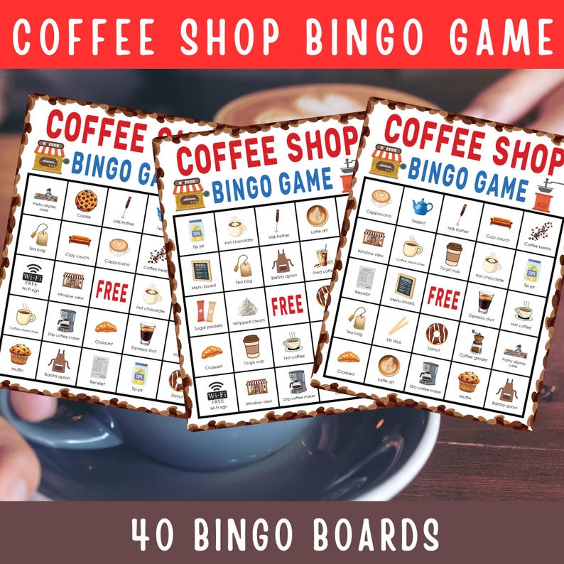 Coffee Shop Bingo Game Printable Café Theme Activity for Kids Classroom ...