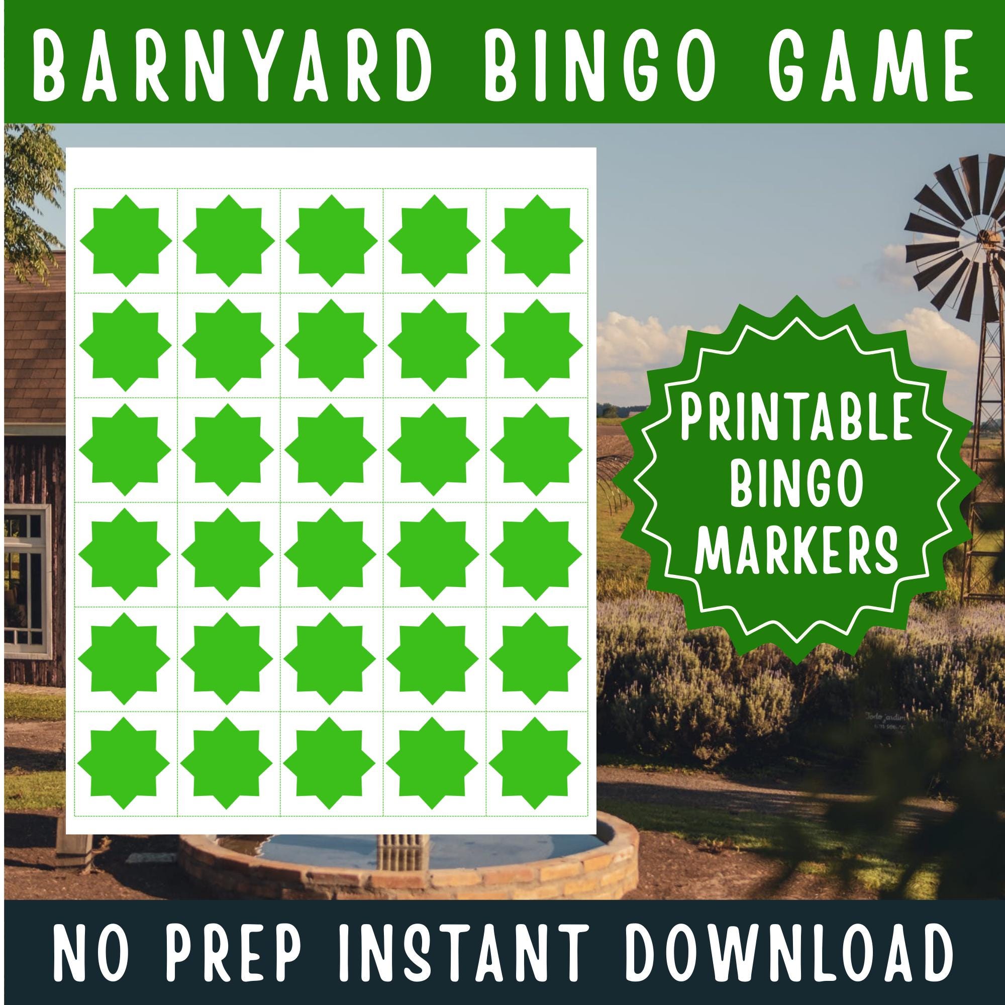 Barnyard Bingo Game Printable Farm Animals Activity for Kids Classroom ...