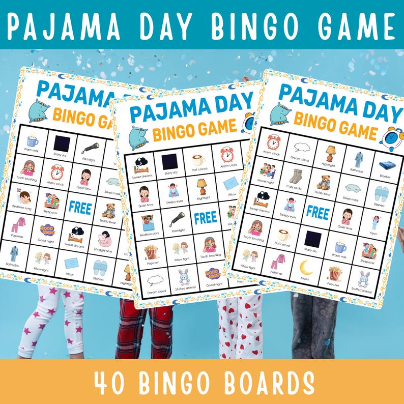 Pajama Day Bingo Game Printable School Spirit Activity for Kids ...