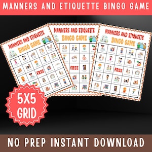 Manners & Etiquette Bingo Game for Kids: Social Skills Learning ...