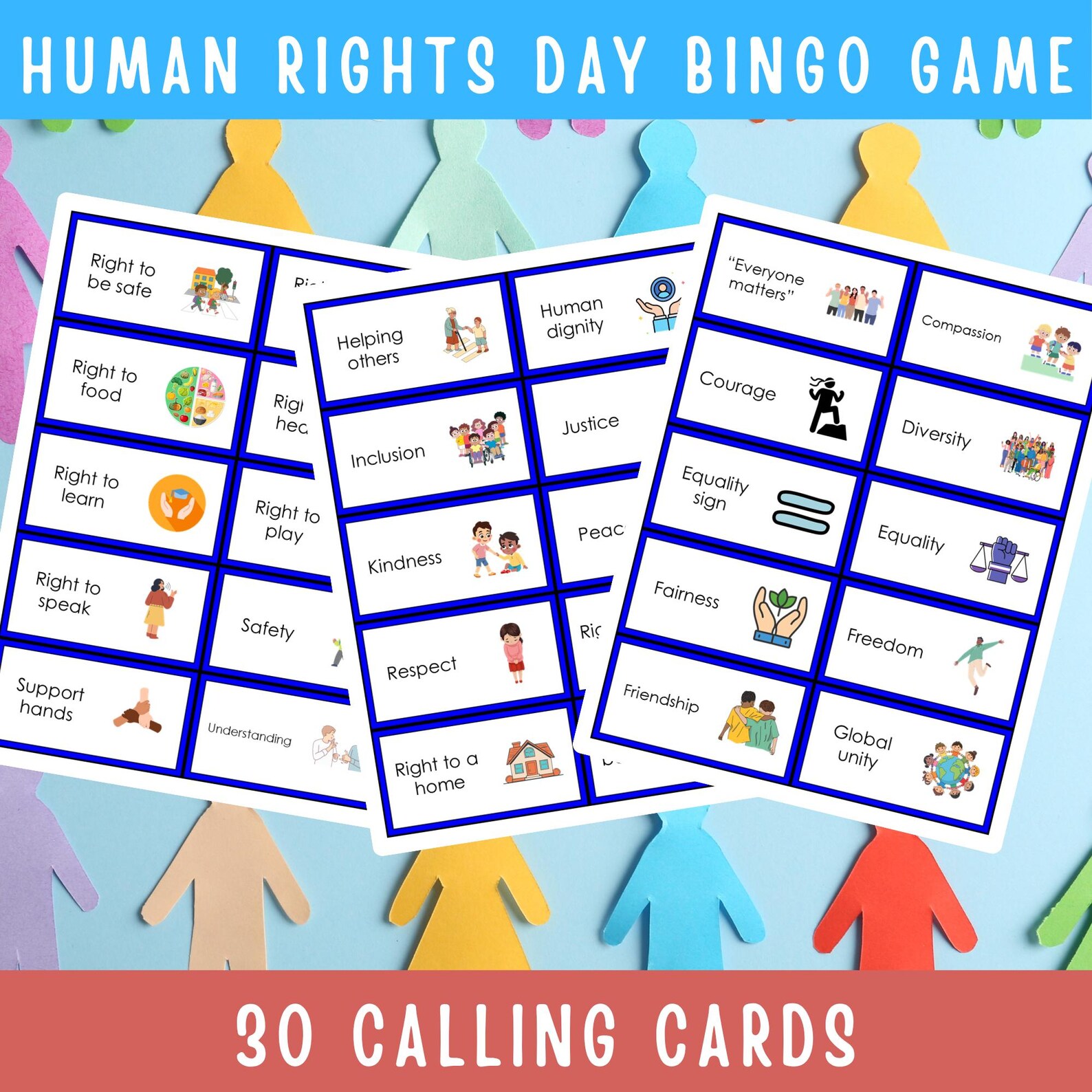 Human Rights Day Bingo Game | Educational Printable for Kids, Classroom ...