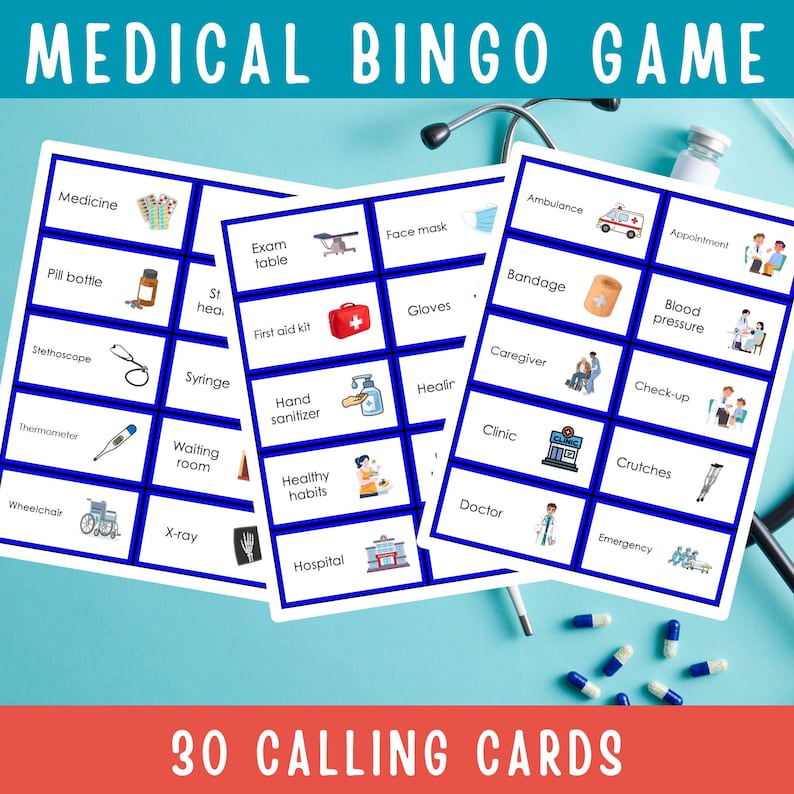 Medical Bingo Game Printable: Healthcare Activity for Kids Classroom ...