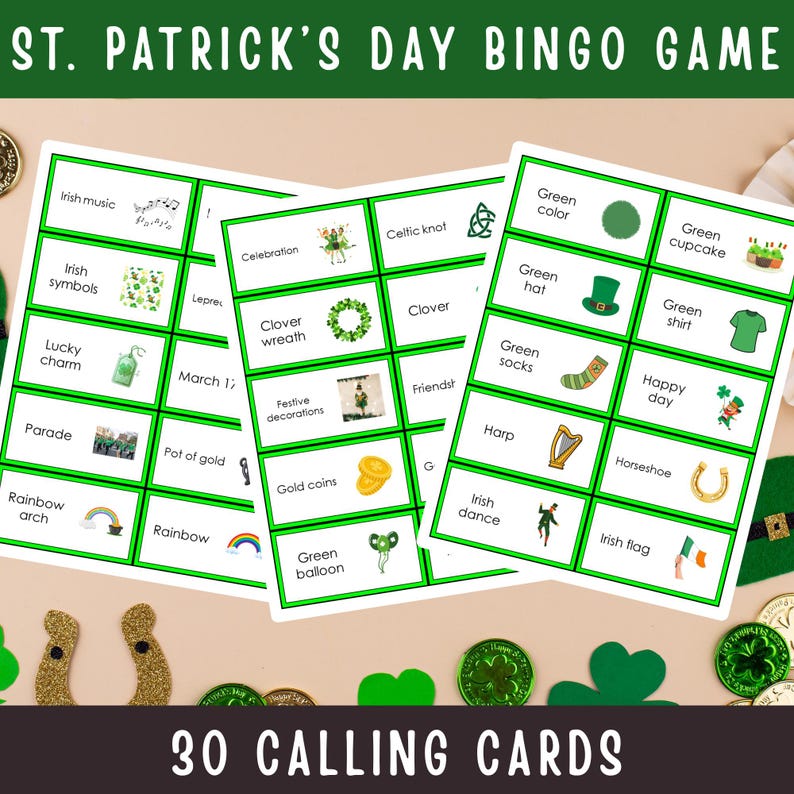 St Patrick’s Day Bingo Game Printable Irish Holiday Activity for Kids ...
