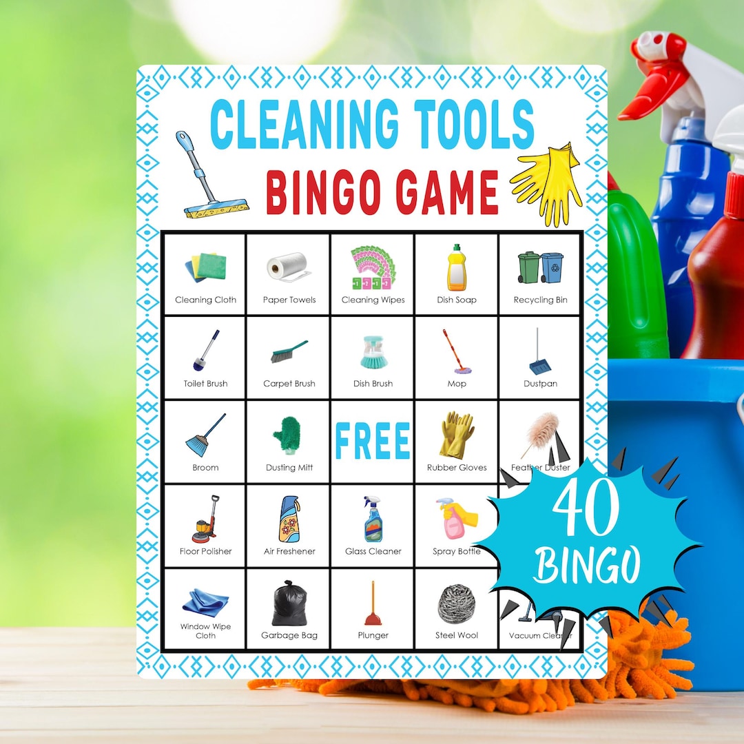 Cleaning Tools Bingo – Printable Cleaning Bingo Game for Kids ...