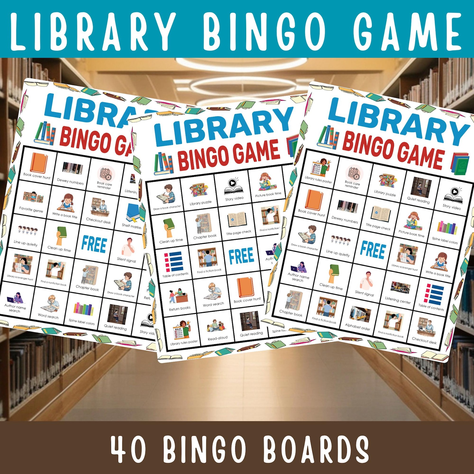 Library Bingo (sub Plans) Printable No Prep Reading Activity for Kids ...