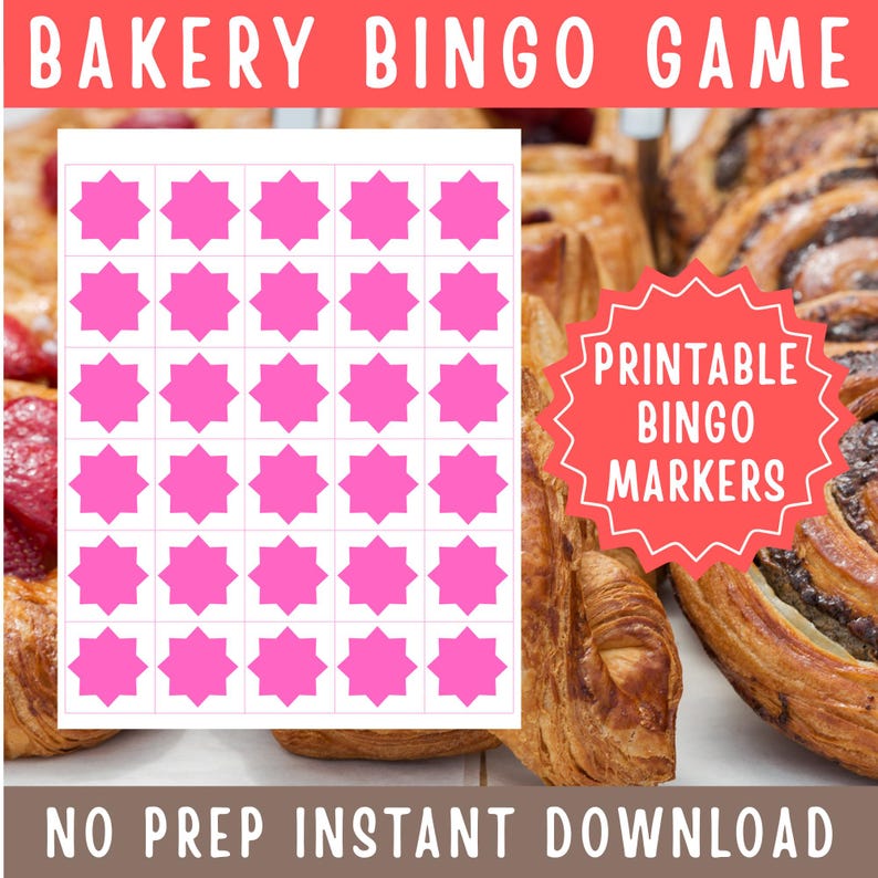 Bakery Bingo Game Printable Baking Food Activity for Kids Classroom ...