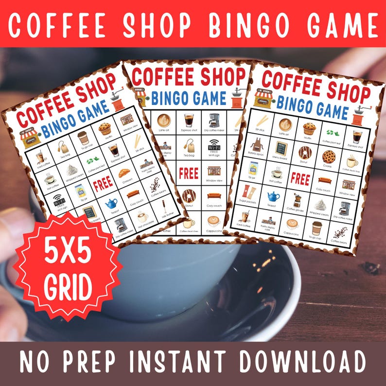 Coffee Shop Bingo Game Printable Café Theme Activity for Kids Classroom ...