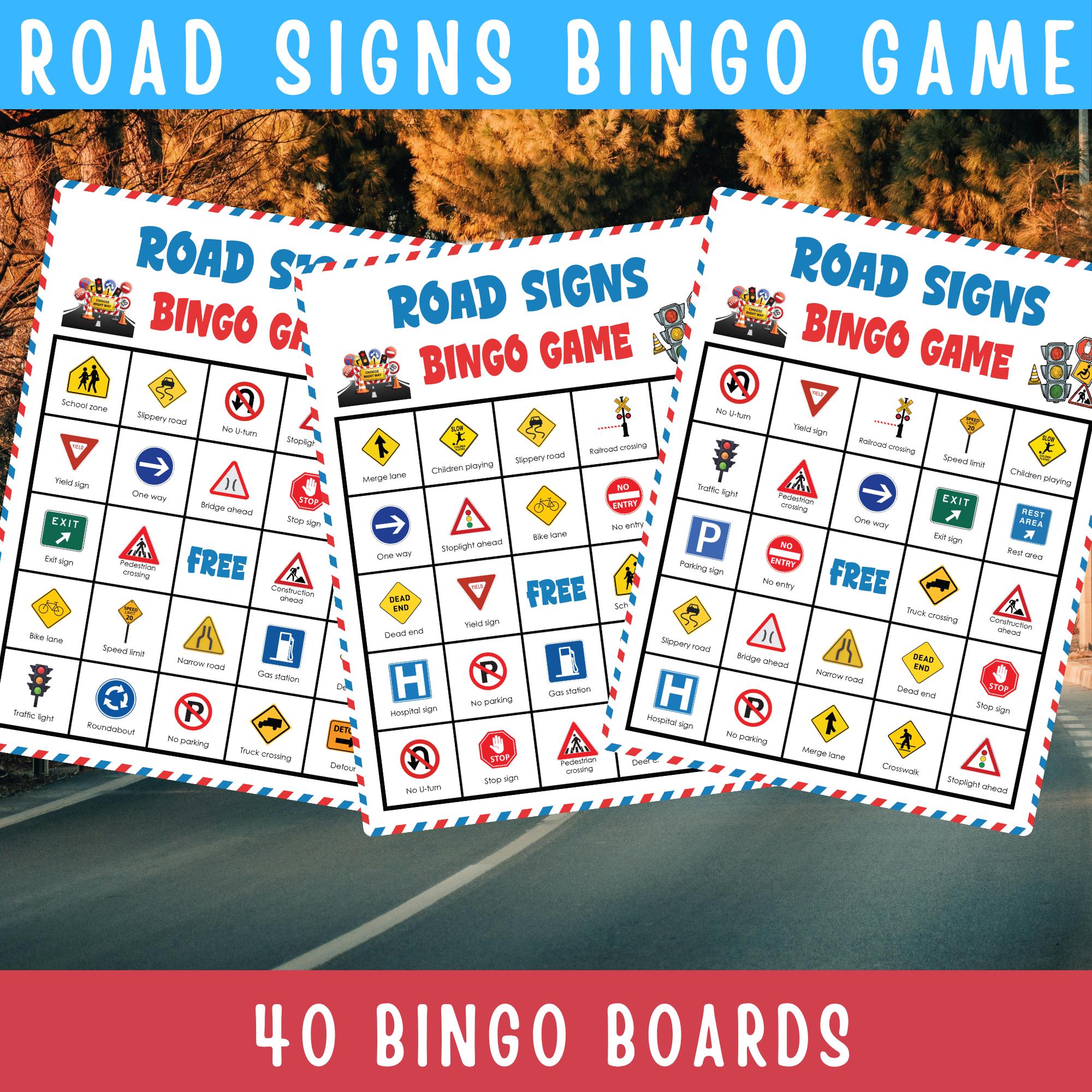 Road Signs Bingo Game | Traffic Safety Learning Activity for Kids ...