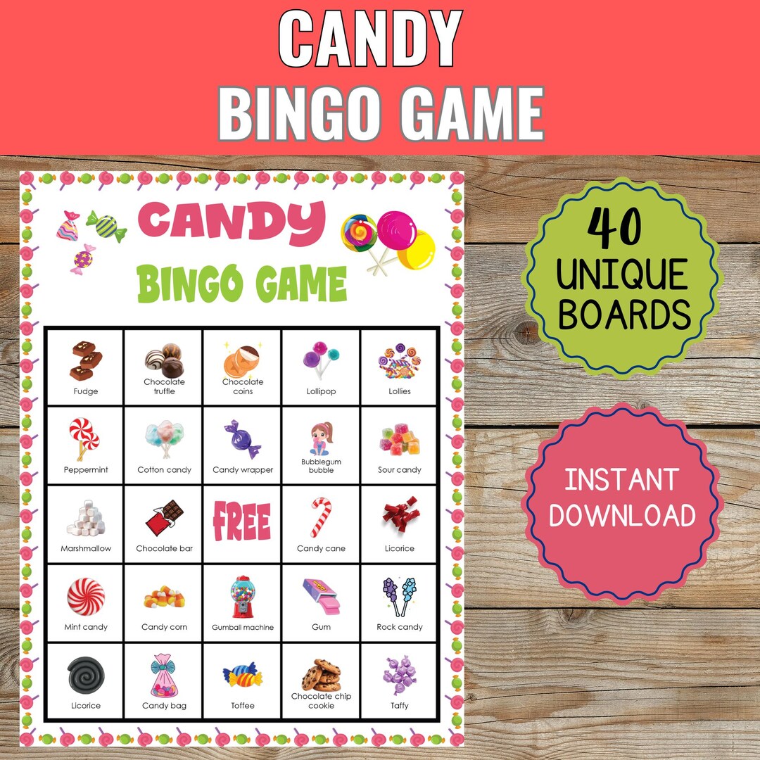 Candy Bingo Game: Sweet Treats Party, Classroom Activity (printable PDF ...