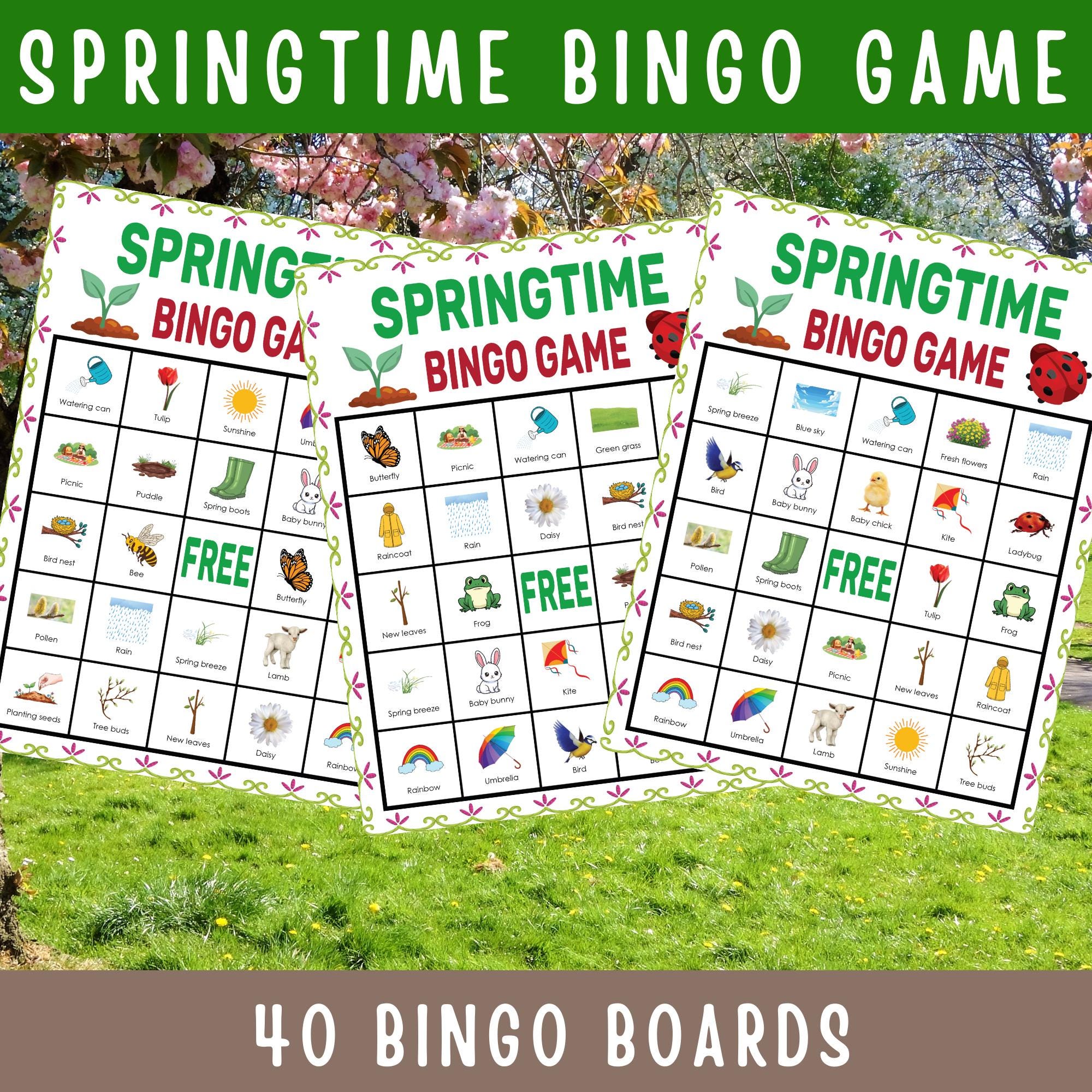 Springtime Bingo Game Printable Seasonal Nature Activity for Kids ...