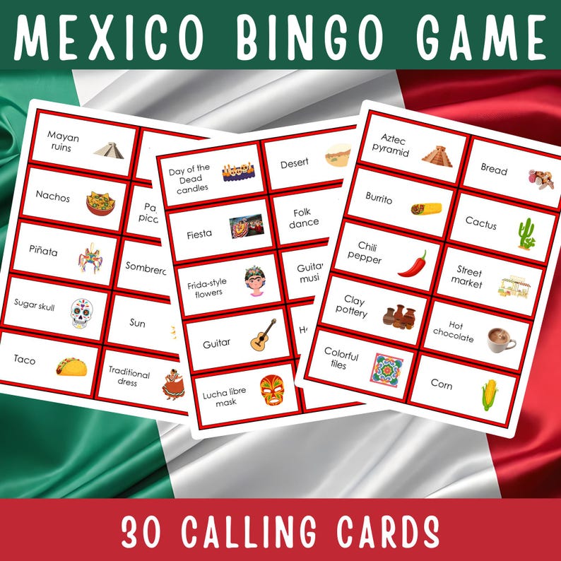 Mexico Bingo Game | Printable Culture & Geography Bingo for Kids ...