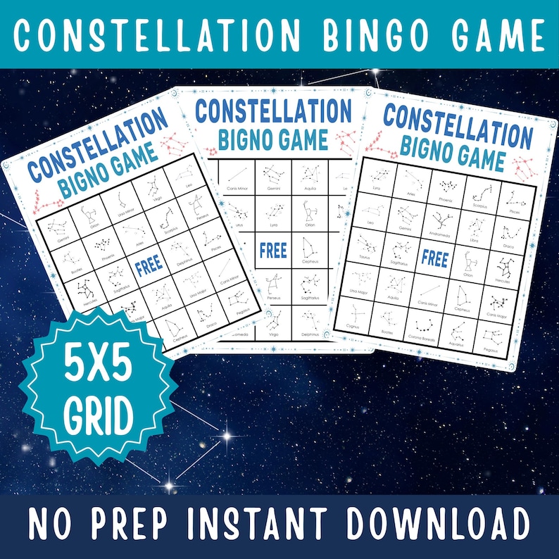 Constellation Bingo Game Printable Space Activity for Kids Classroom ...