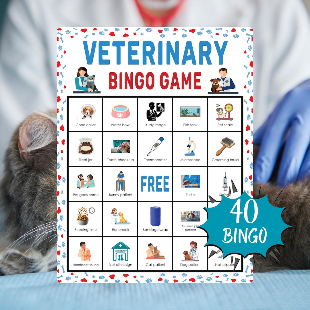 Veterinary Bingo Game Printable Animal Care Vet Clinic Activity for ...