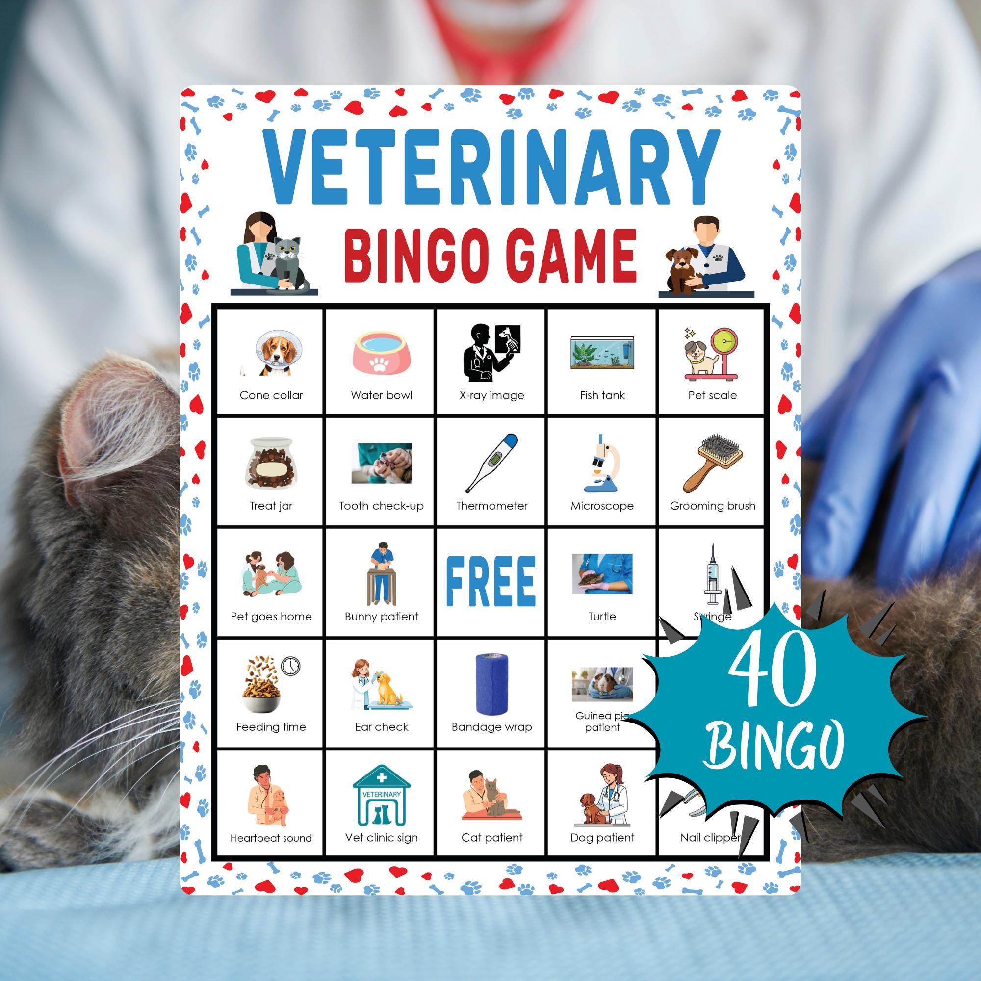 Veterinary Bingo Game Printable Animal Care Vet Clinic Activity for ...
