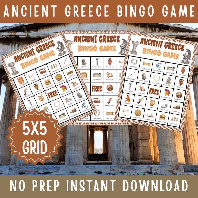 Ancient Greece Bingo Game | Greek History Printable Activity for Kids ...