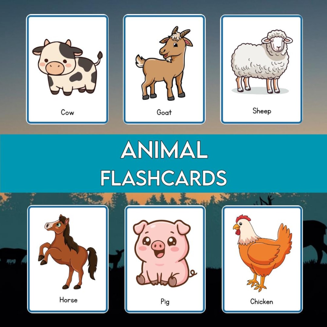 Animal Flashcards Printable for Kids | Zoo Farm Wild Animal Vocabulary ...