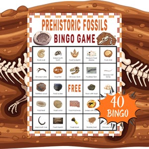 Prehistoric Fossils Bingo Game | Dinosaur Fossils Printable Activity ...