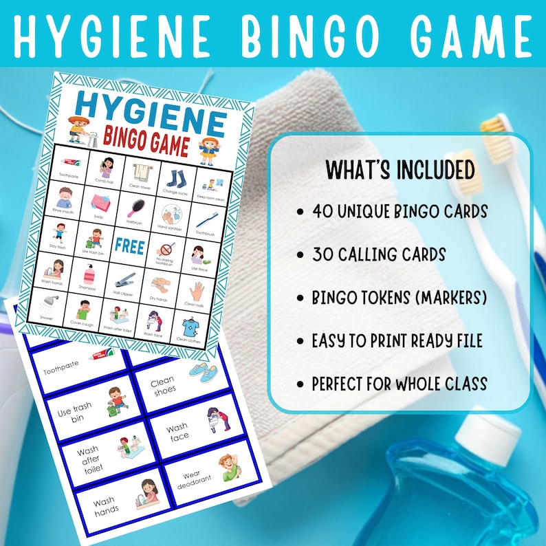 Hygiene Bingo Game | Printable Personal Hygiene Bingo for Kids ...
