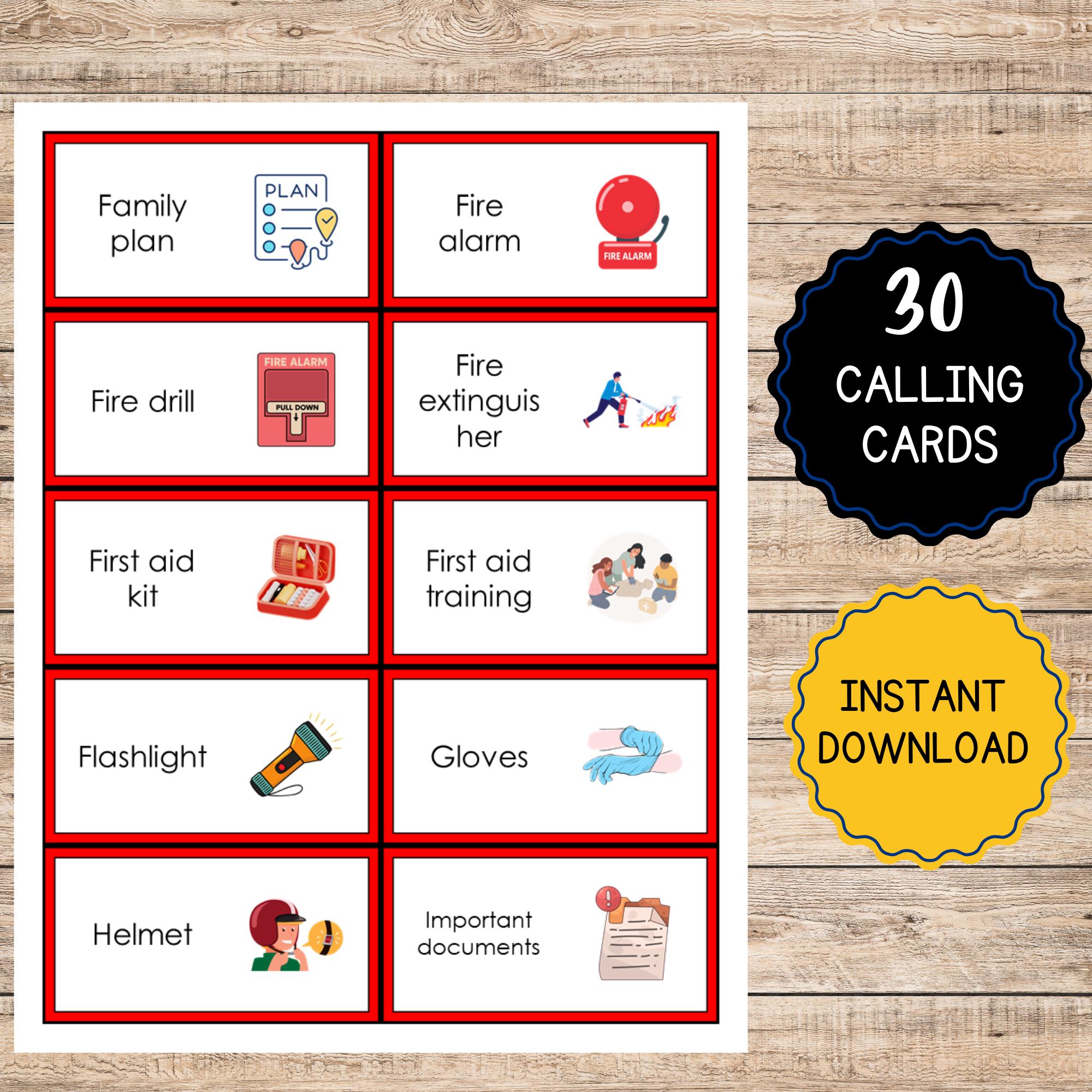Emergency Preparedness Bingo Game: Kids Safety Awareness (printable PDF ...