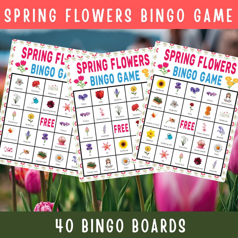 Spring Flowers Bingo Game Printable Floral Activity for Kids Classroom ...