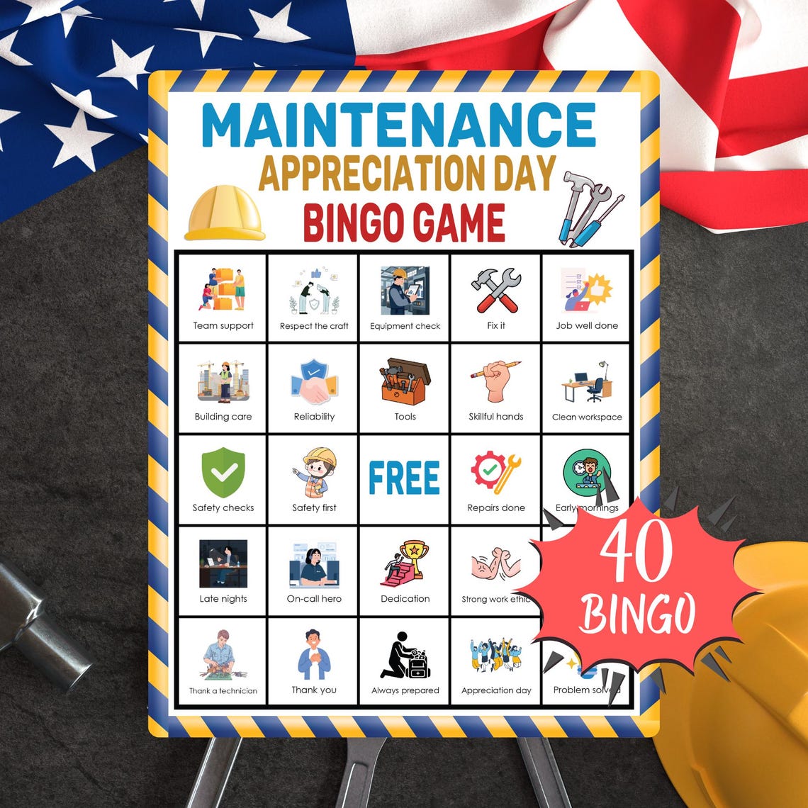 Maintenance Appreciation Day Bingo Game Printable Thank You Activity ...