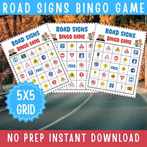 Road Signs Bingo Game | Traffic Safety Learning Activity for Kids ...